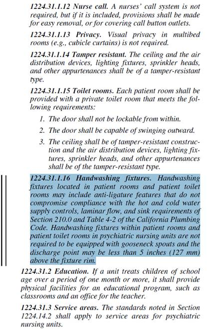 FGI and OSHPD/HCAI require a specific distance between the faucet spout ...